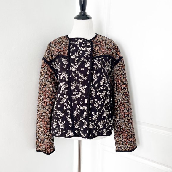 Zara | Jackets & Coats | Zara Mixed Floral Pattern Cropped Quilted ...